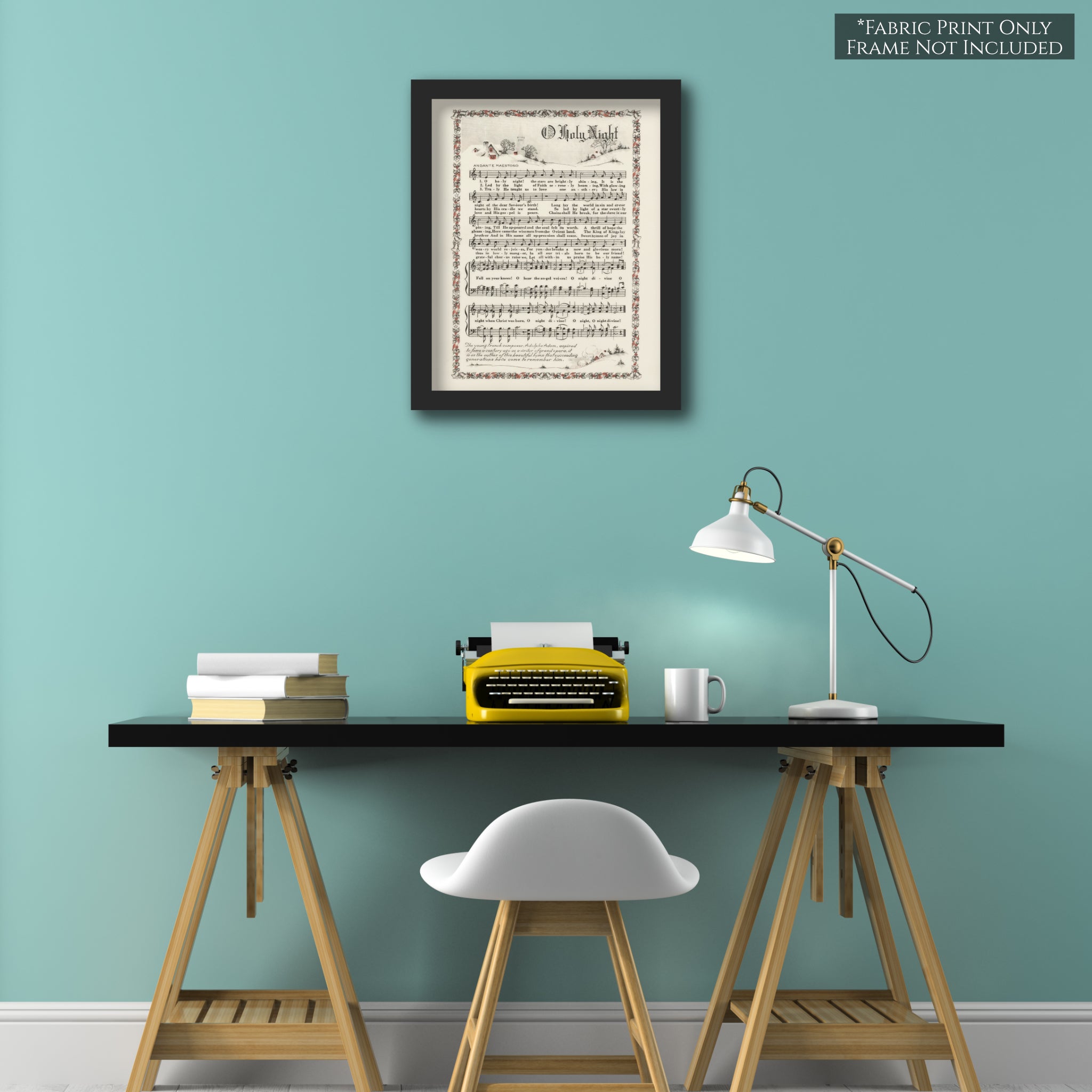 Oh Holy Night - Christmas Fabric Panel, Hymn Wall Art, Sheet Music, Ly ...